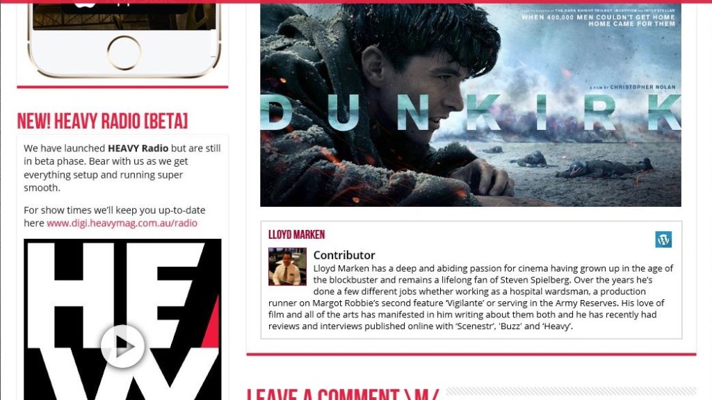 DUNKIRK REVIEW AVAILABLE AT HEAVY – Back to the Drawing Board Productions